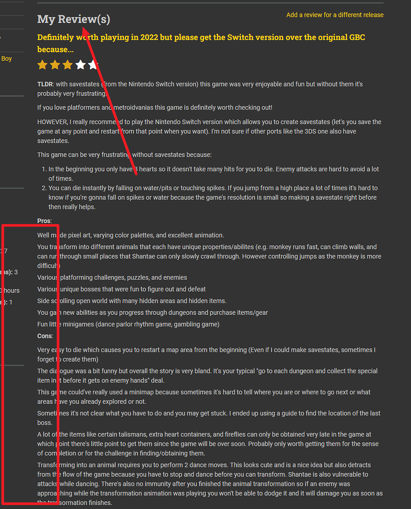 Bug: Bullet points don't show on the "My Review(s)" and "My Last 3 ...